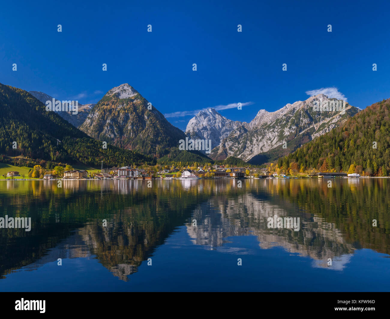 View of Pertisau at Achensee lake, Karwendel Mountains, Tyrol, Austria ...