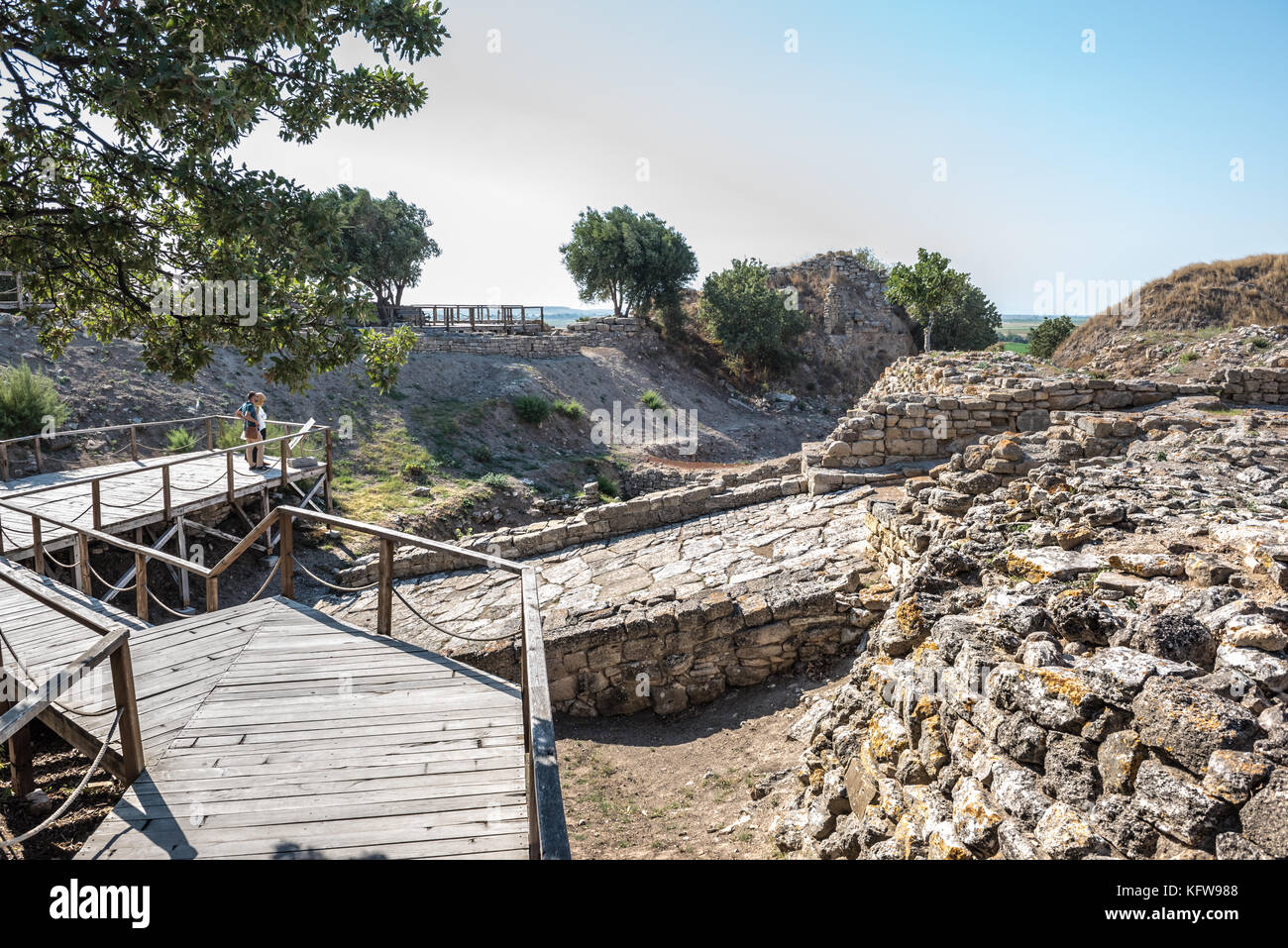 Ruins of ancient legendary city of Troy in Canakkale, Turkey.TURKEY ...