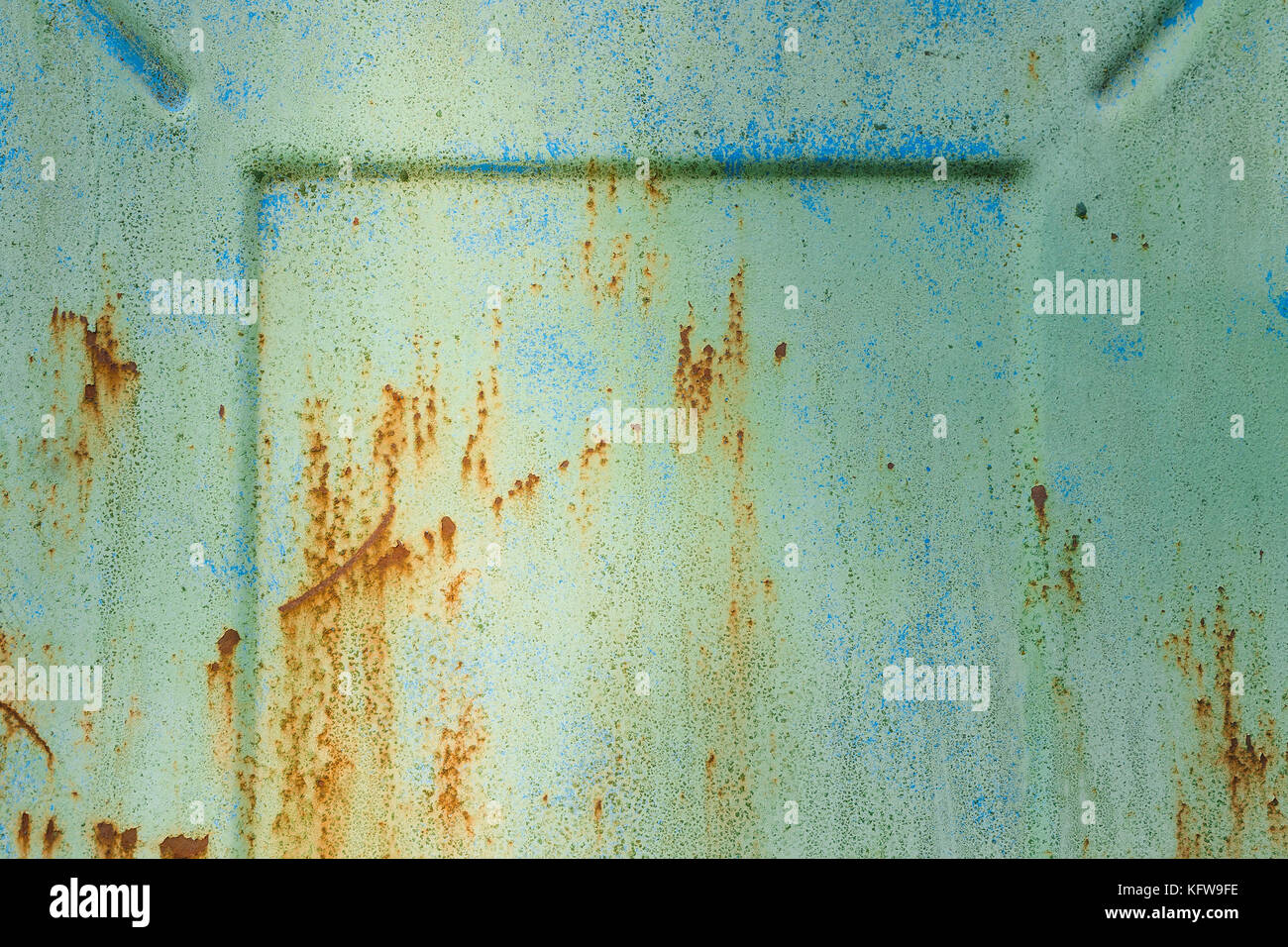 Old green painted wall with rust texture. Grunge rusted metal ...