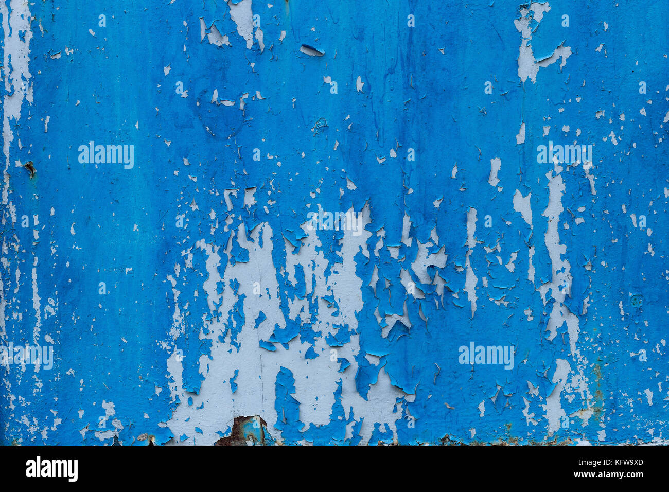 Old blue painted wall with cracks and rust. Grunge rusted metal ...