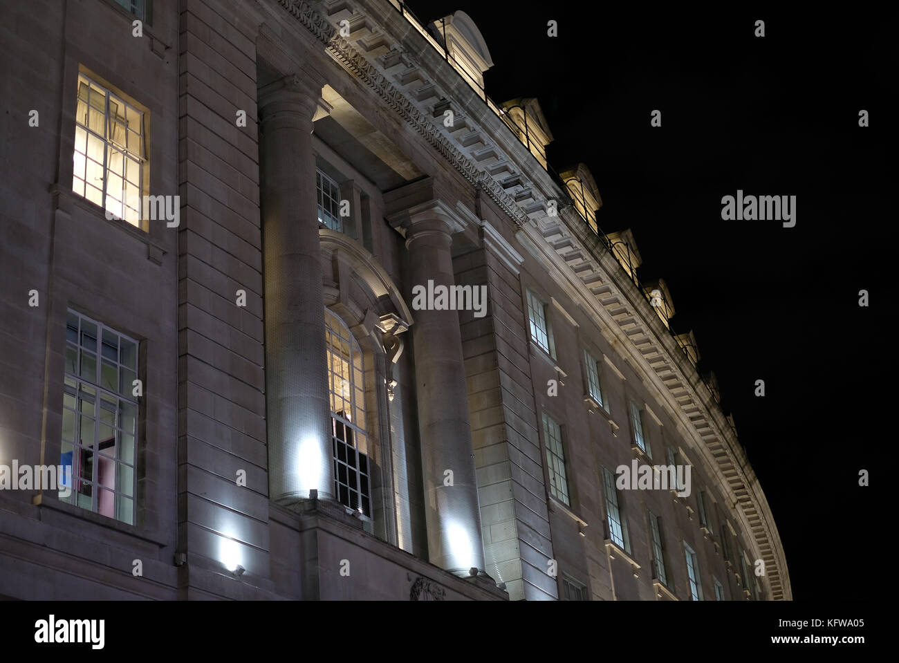 Close up of buildings on Regent Street London UK. Photographed from ...