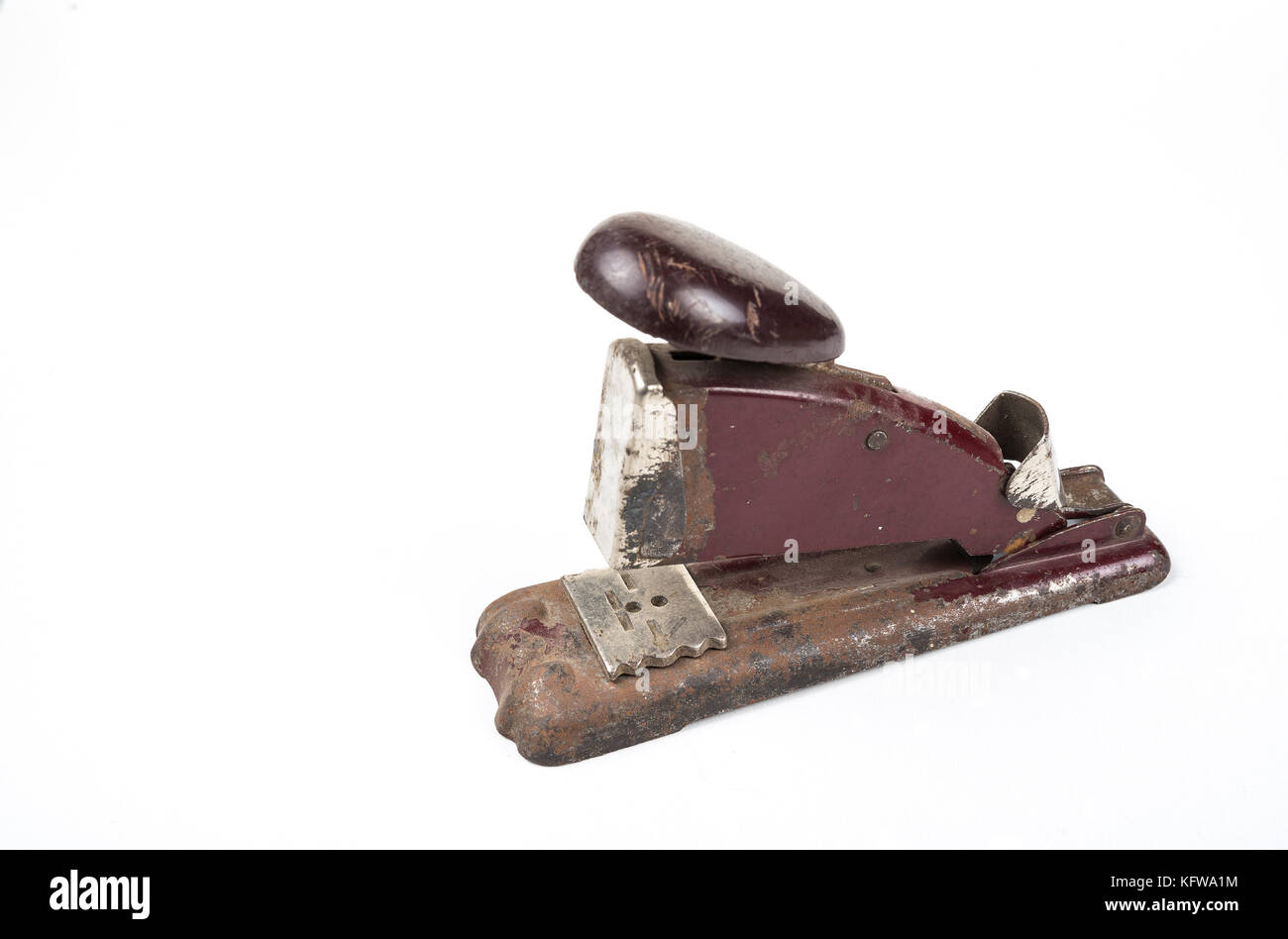 Old vintage retro metal stapler with staples isolated on white ...