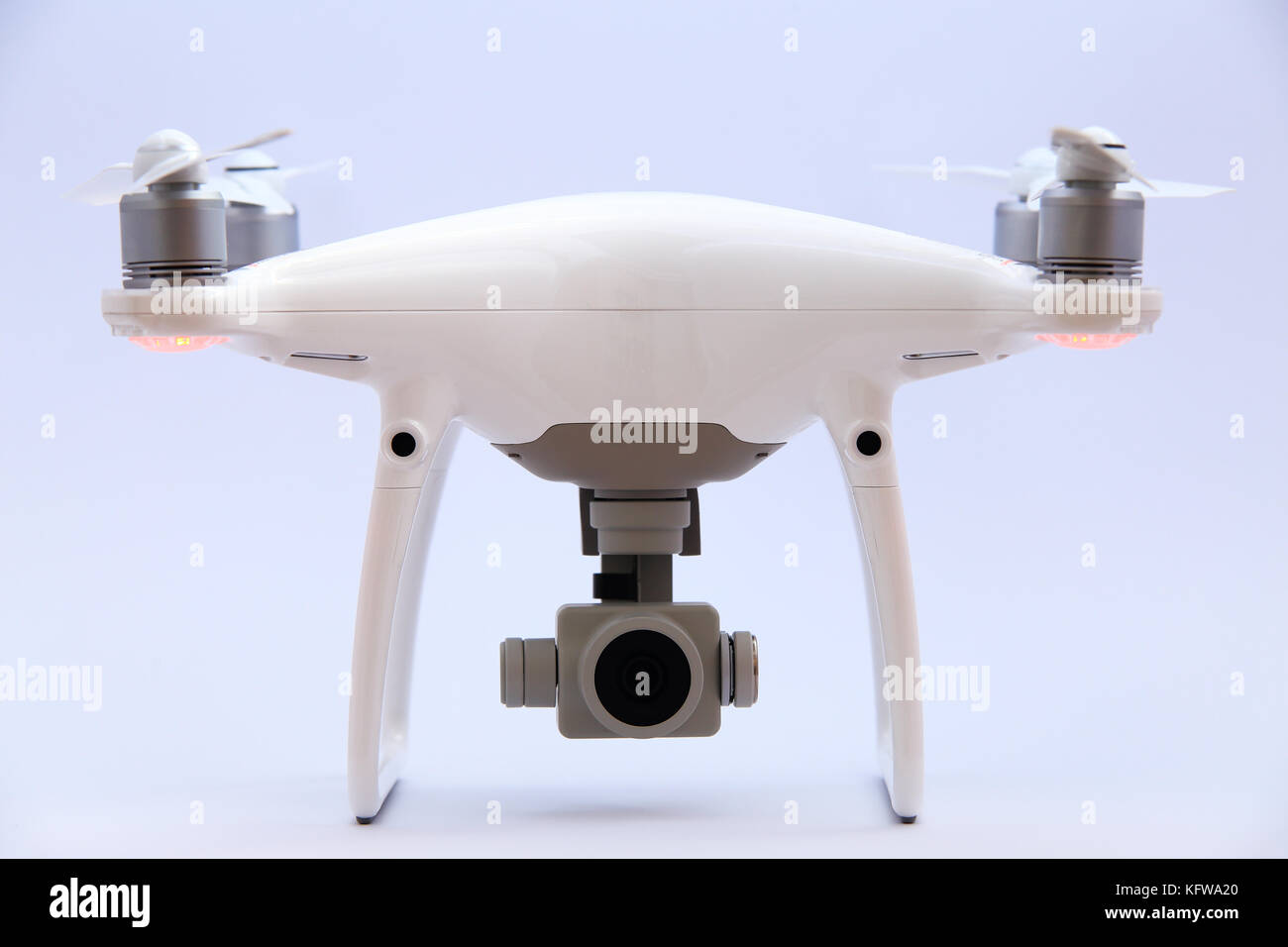 New white drone isolated on white background. Front view of modern ...