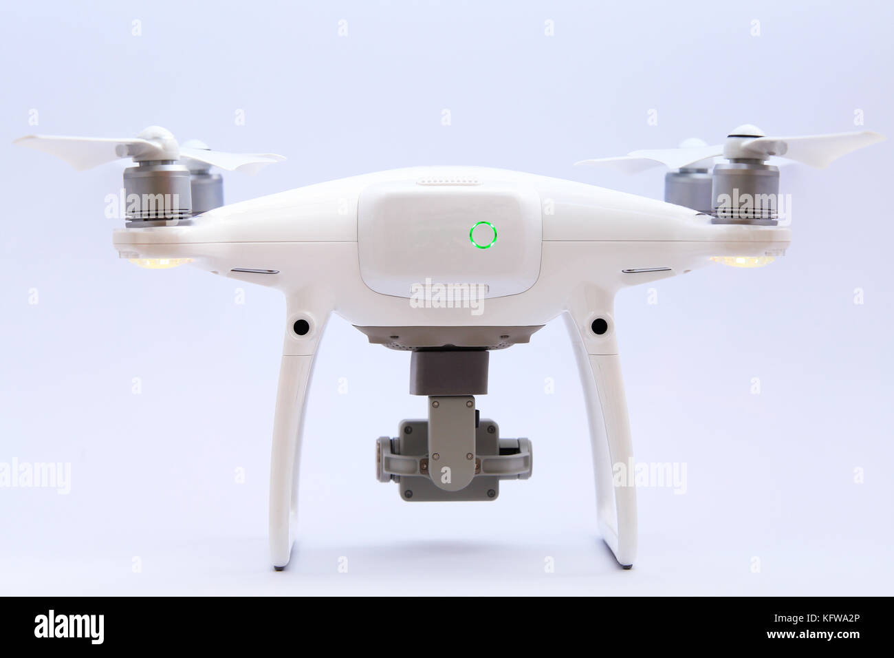 Back view of drone isolated on white background. New white modern drone ...