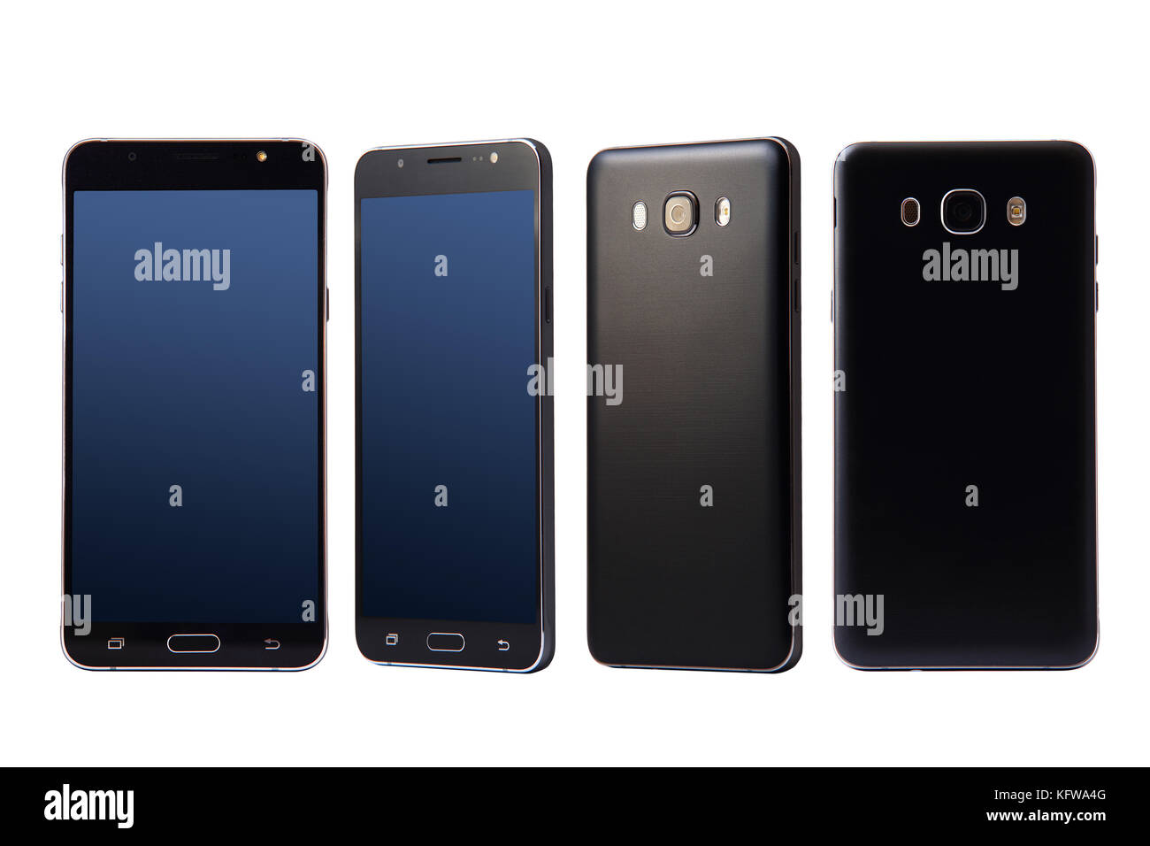 Front back perspective view of modern smartphone. Different sides of ...