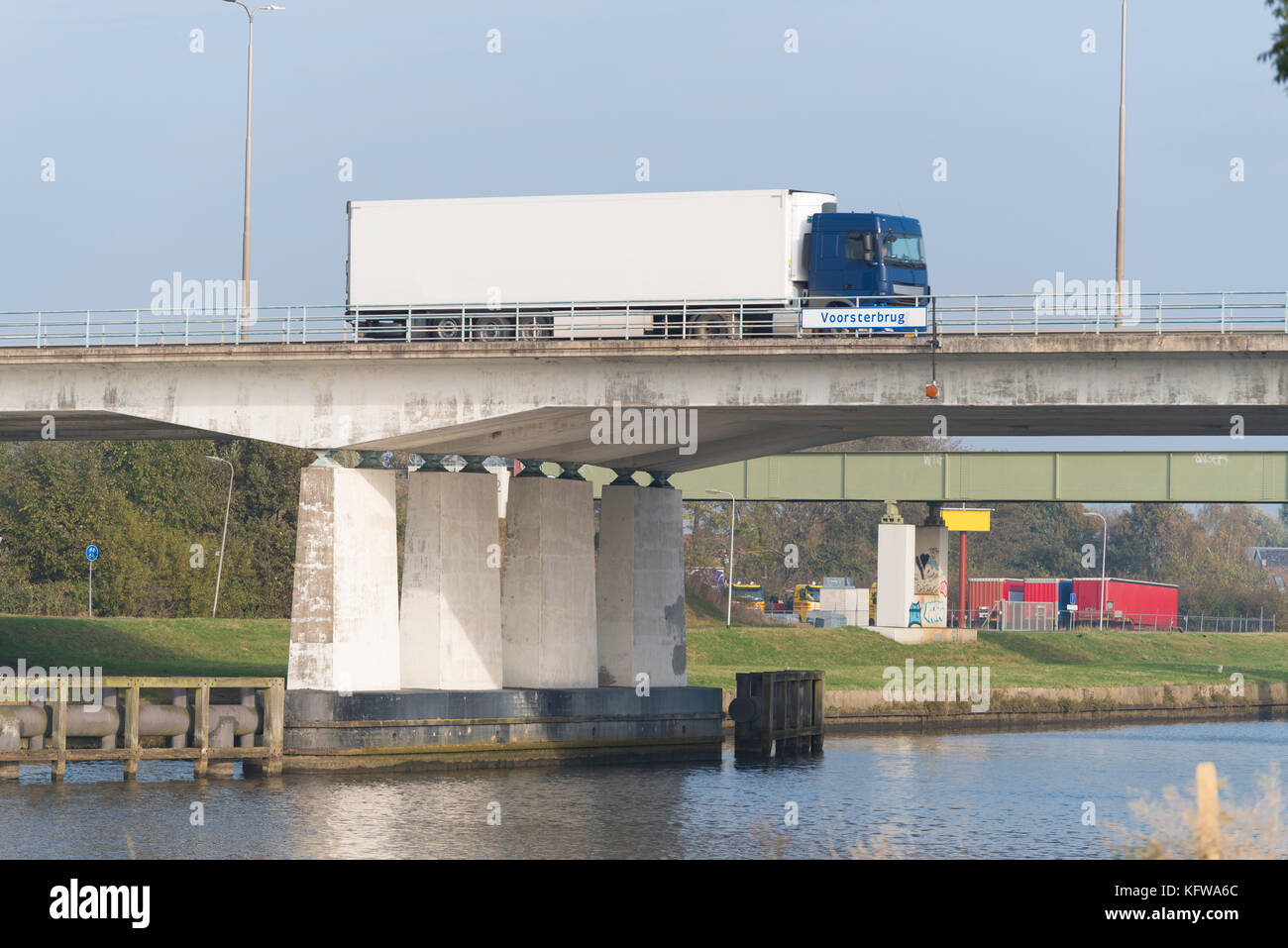 white truck driving over a bridge in the netherlands Stock Photo - Alamy