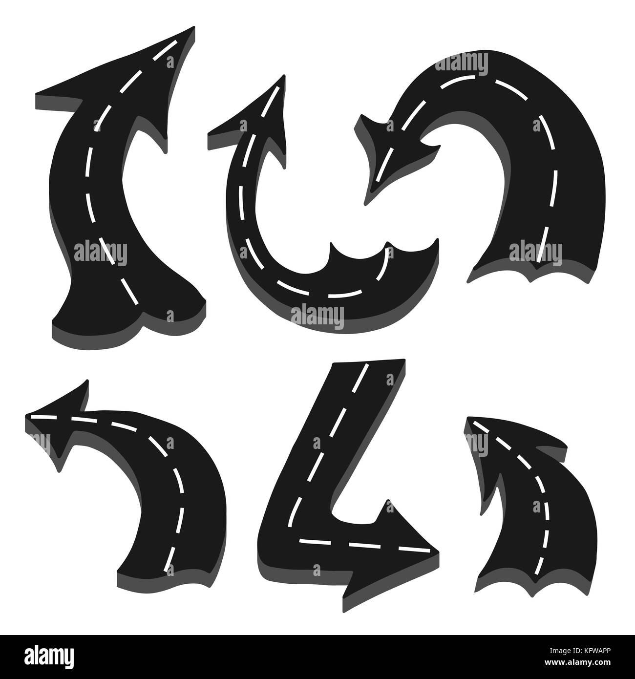 Set of Road in arrow shape isolated over white background Stock Vector ...