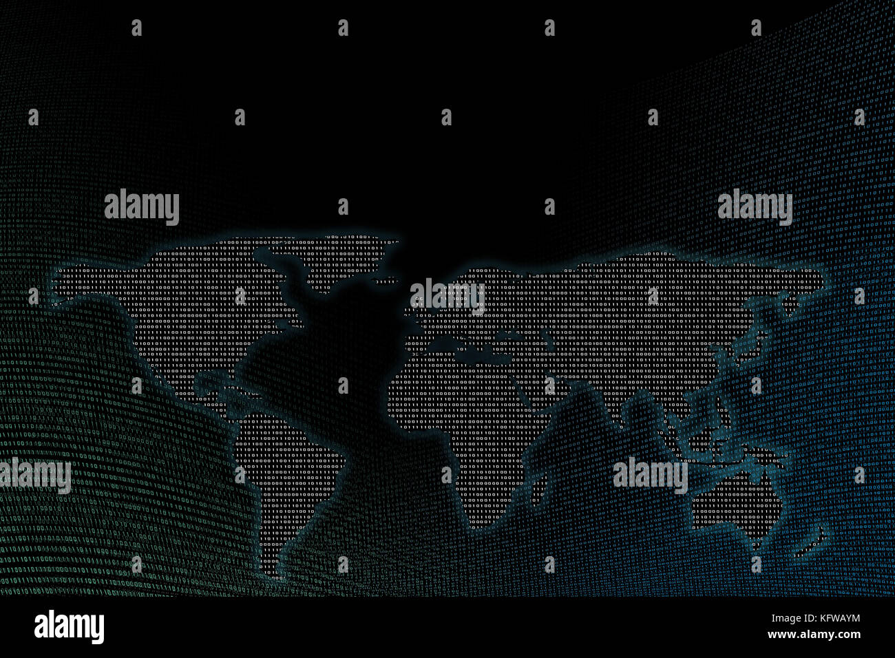 digital world map. binary numbers background. copy space for network ...