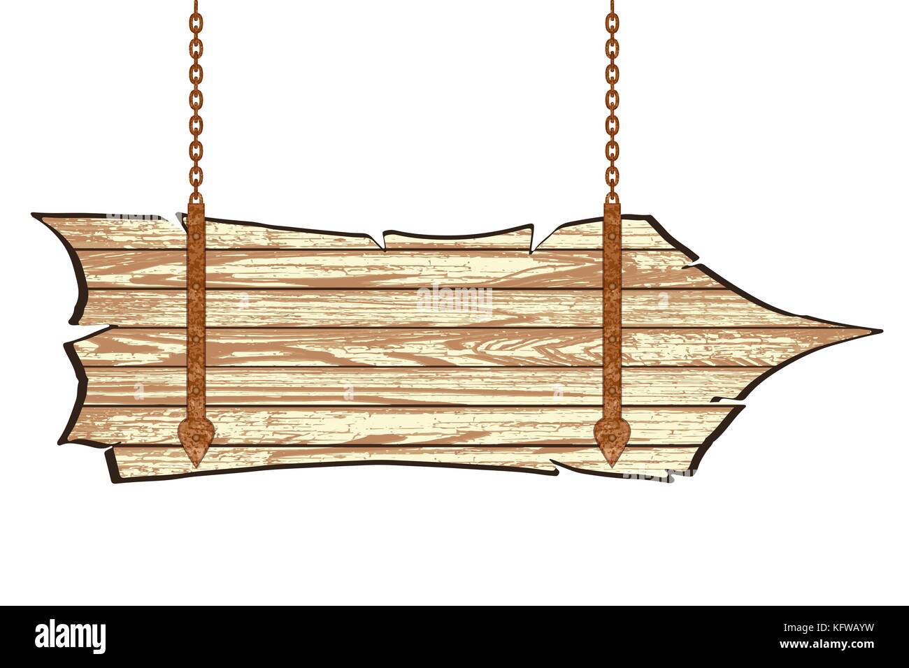 Old wooden board with rusty chain. Vector illustration Stock Vector ...