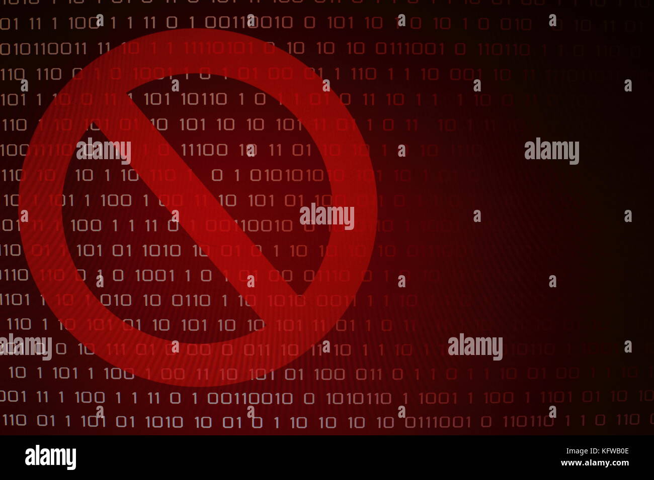 Red binary computer code ransom screen background with stop symbol sign Stock Photo - Alamy