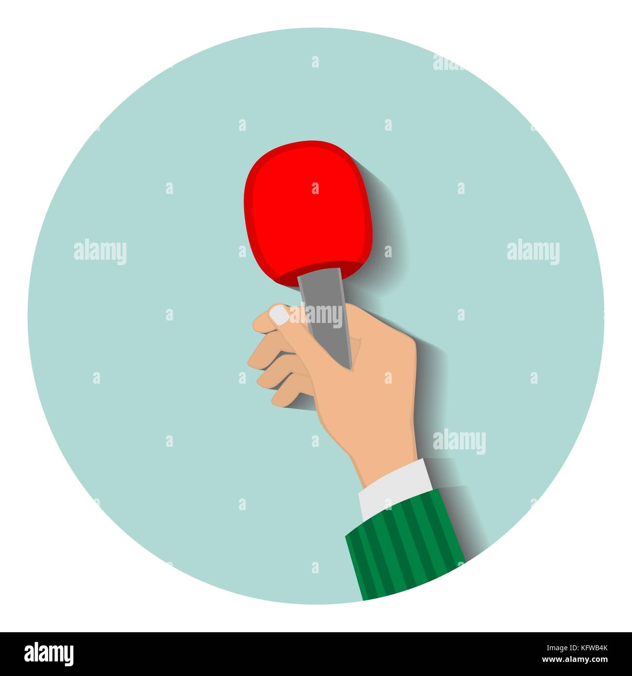 Hand holding a microphone, press conference, vector illustration of a ...