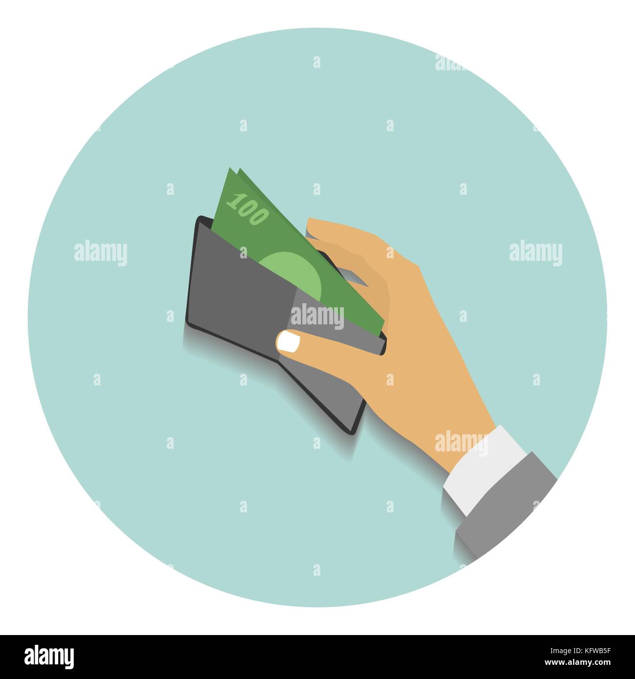 Hand and wallet. Flat design style illustration Stock Vector Image ...