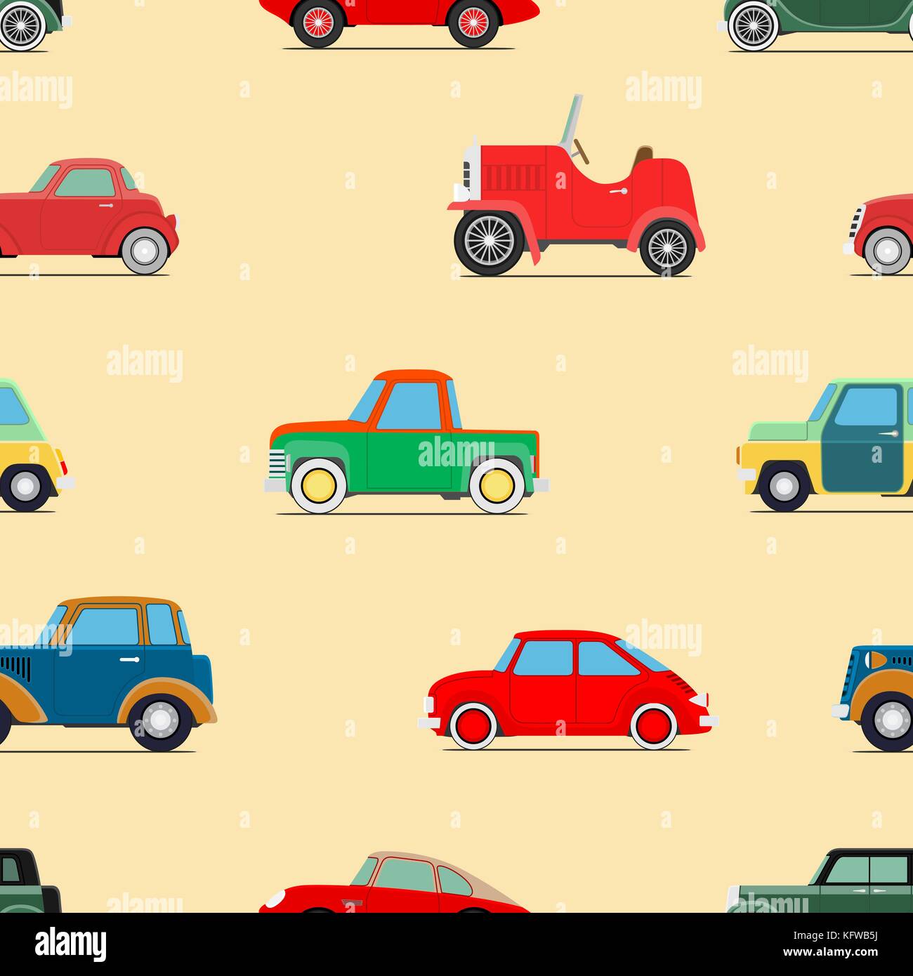 Seamless wallpaper of set vintage cars. Vector illustration Stock ...