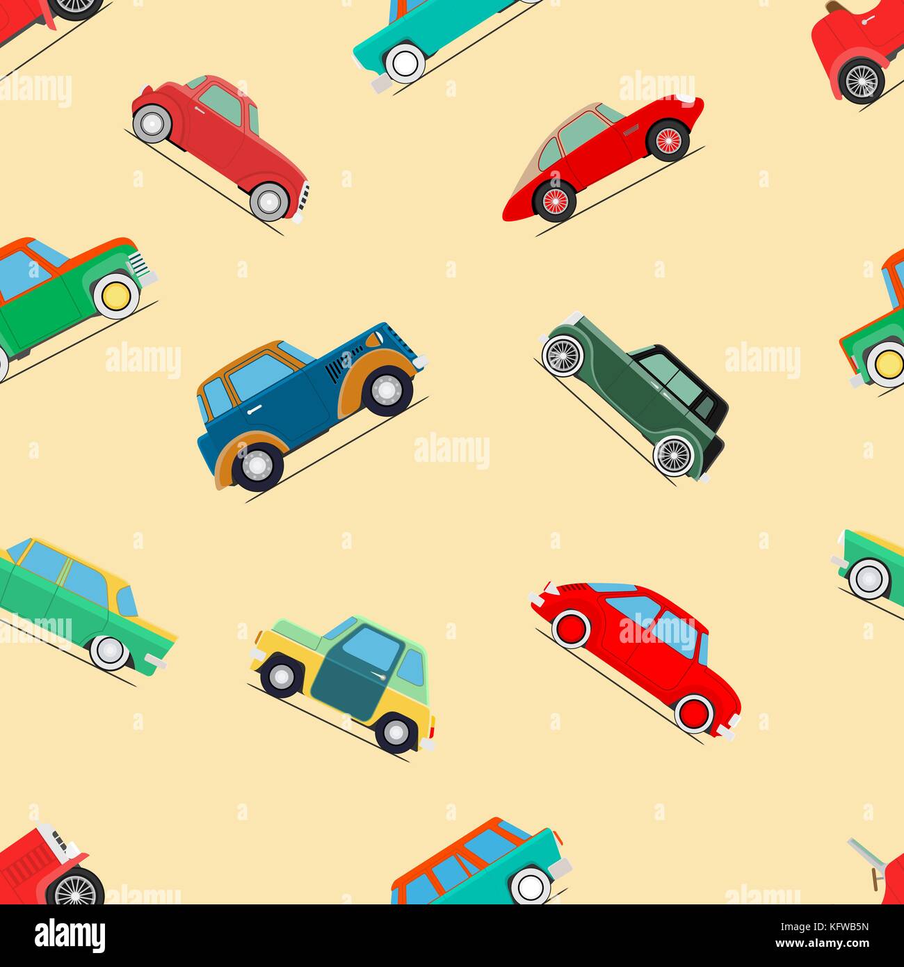 Seamless wallpaper of set vintage cars. Vector illustration Stock ...