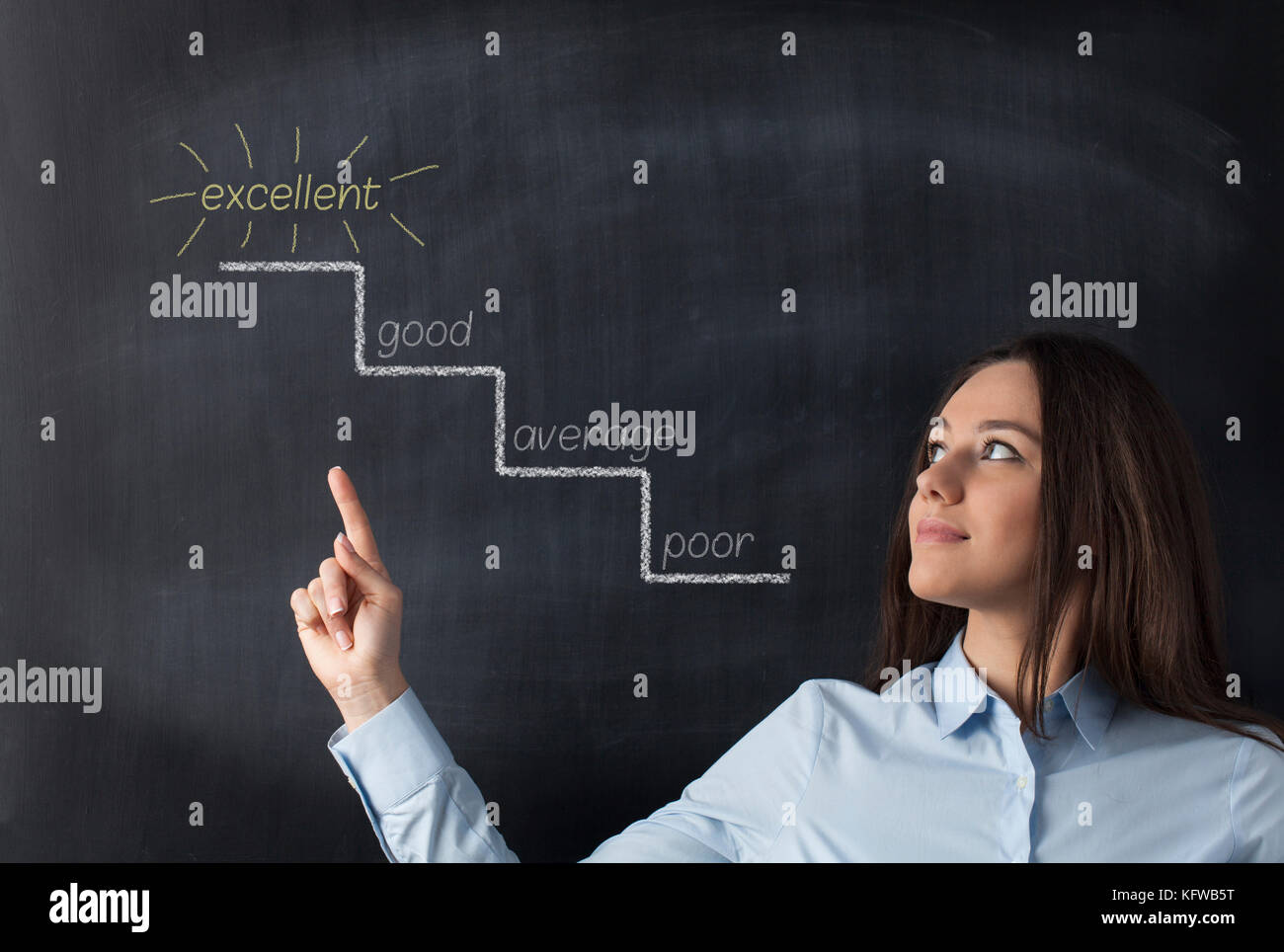 Drawing ladder of success in blackboard Stock Photo - Alamy