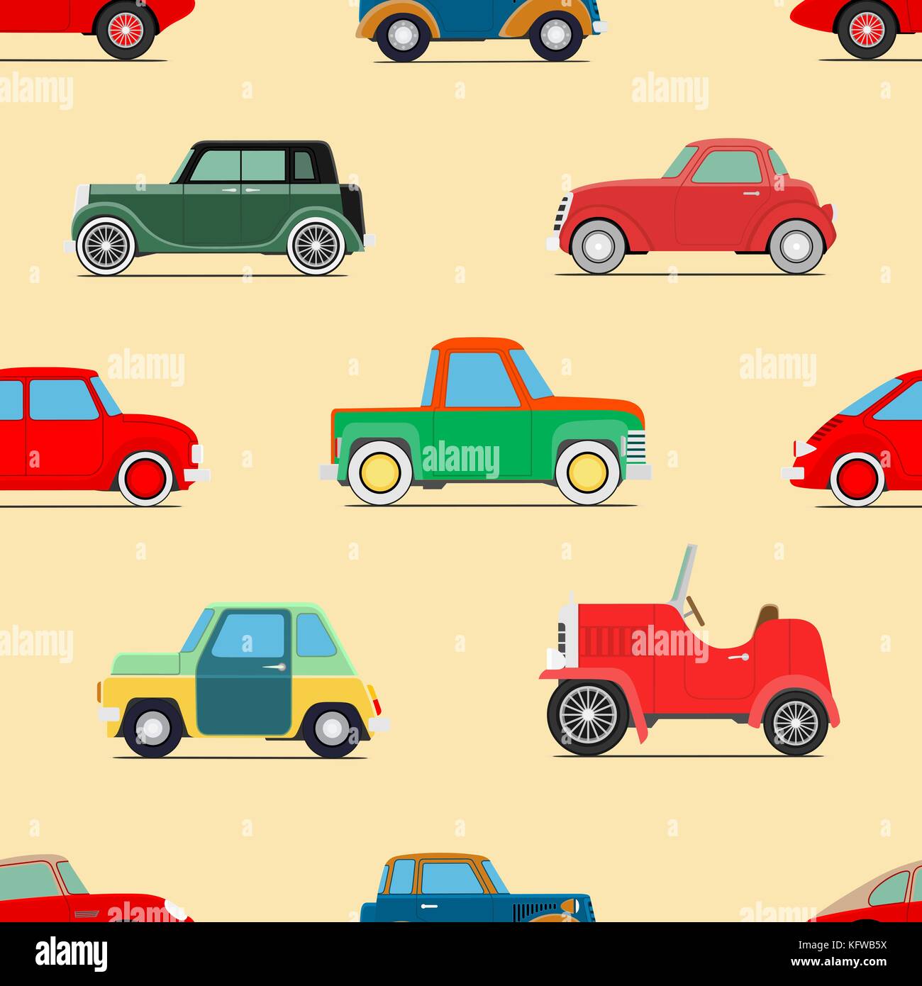 Seamless wallpaper of set vintage cars. Vector illustration Stock ...