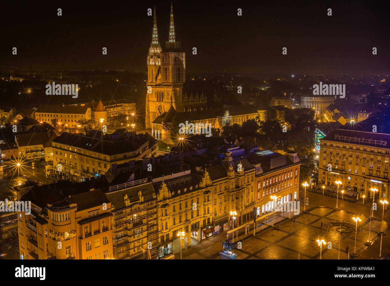 Zagreb at Night Stock Photo - Alamy