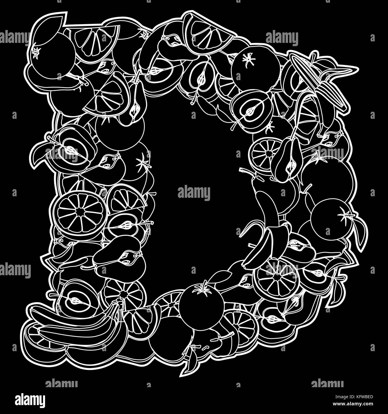 Letter - D made of fruits. Vector illustration Stock Vector Image & Art ...