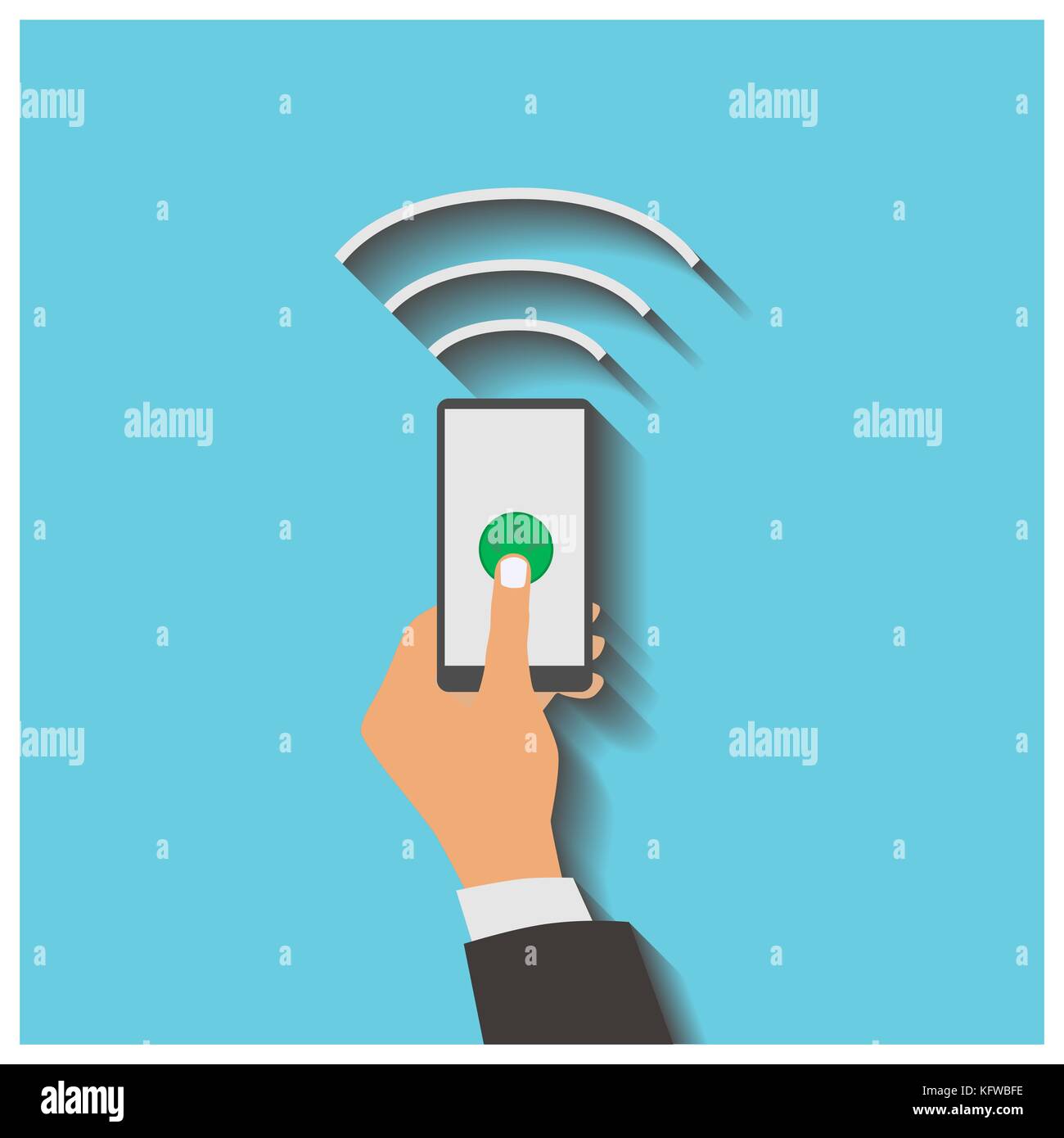 Flat design style vector illustration. Smartphone with processing of ...