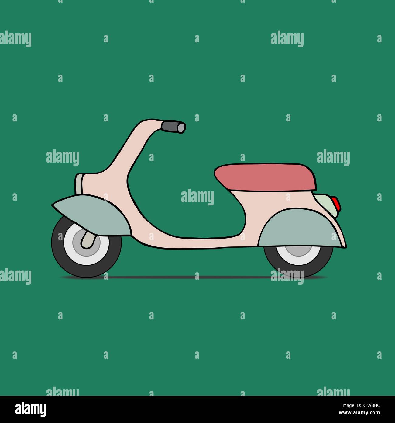 Vector flat design scooter. Classic moped, side view, isolated Stock ...