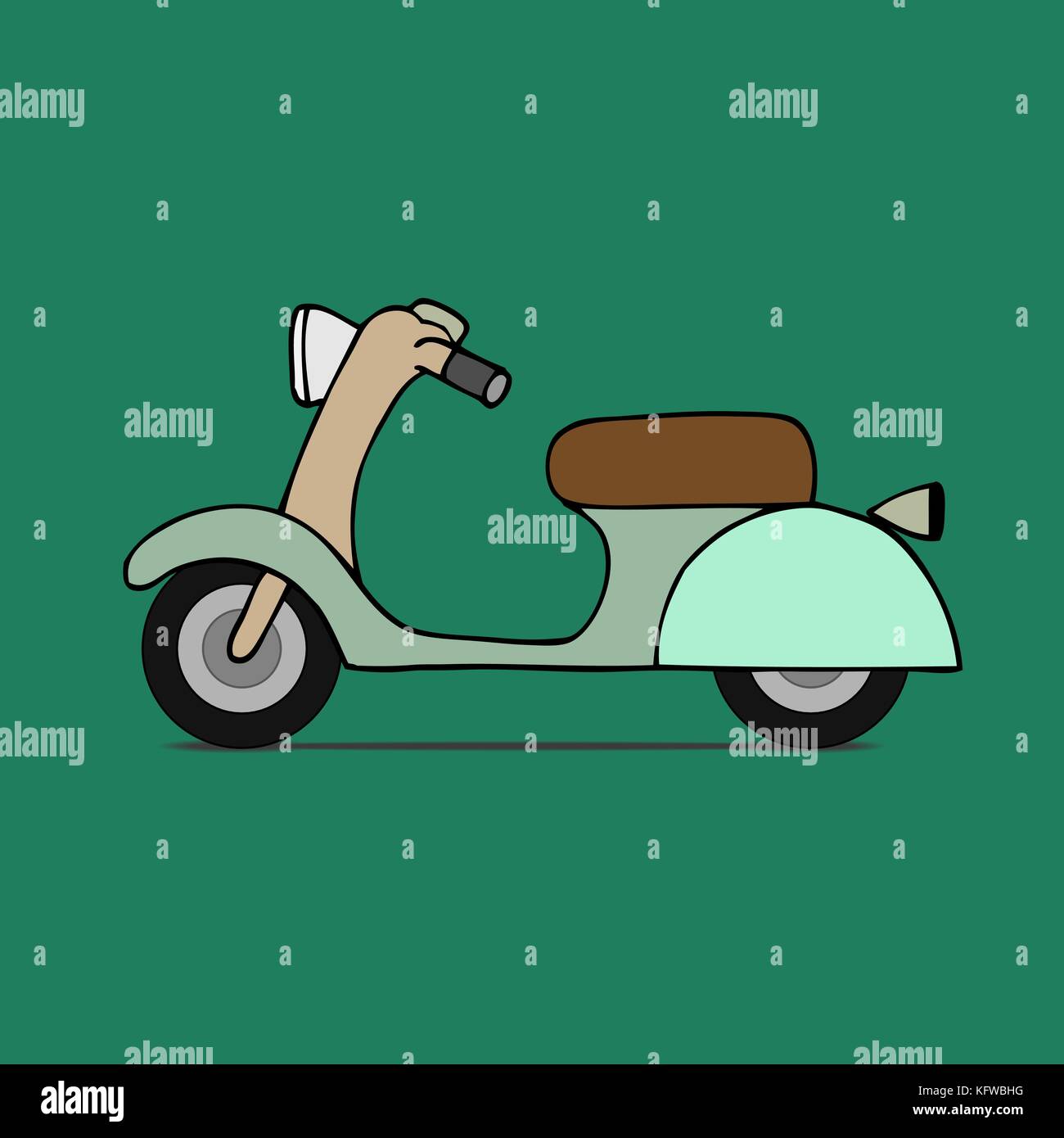 Vector flat design scooter. Classic moped, side view, isolated Stock ...