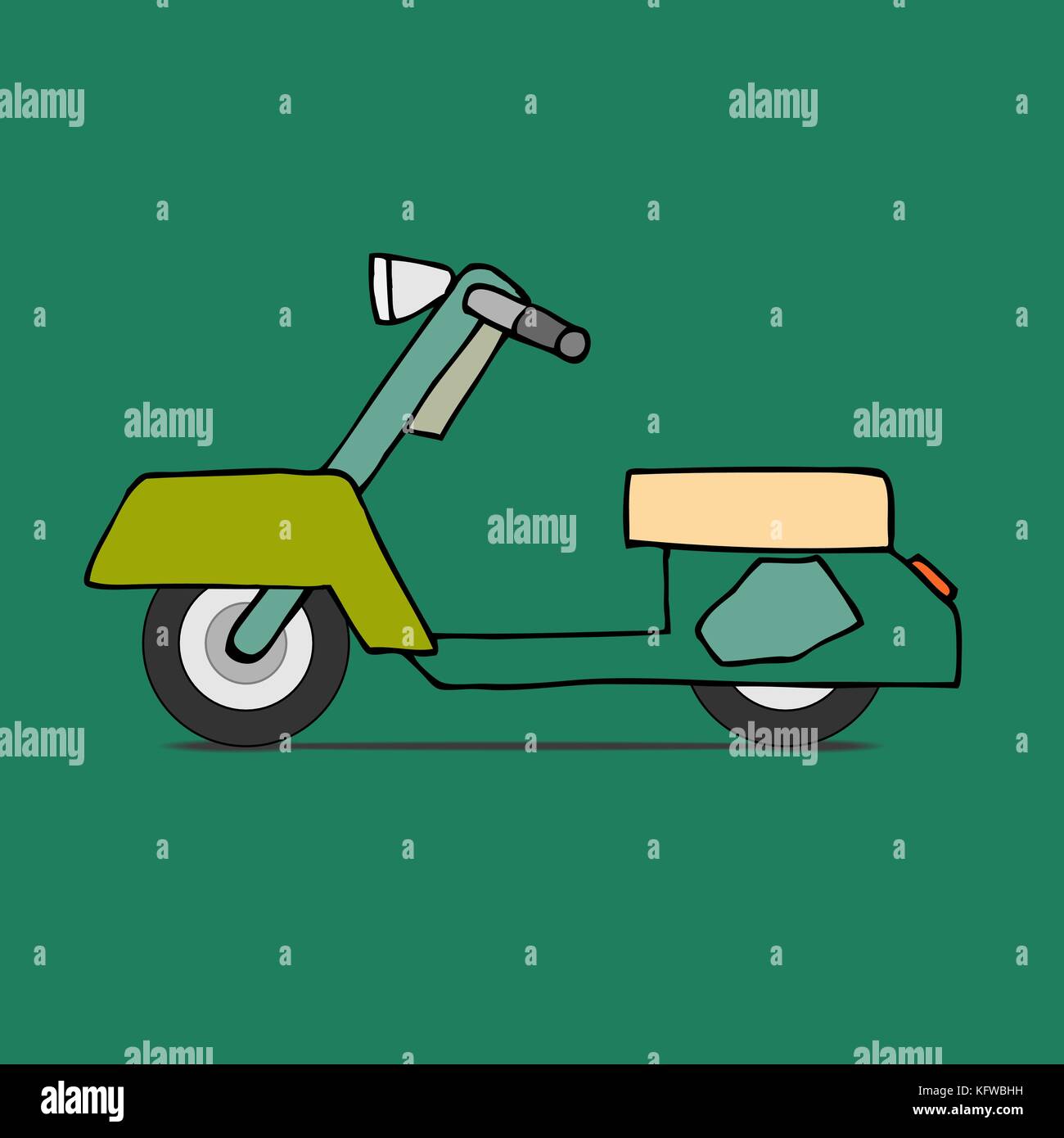Vector flat design scooter. Classic moped, side view, isolated Stock ...