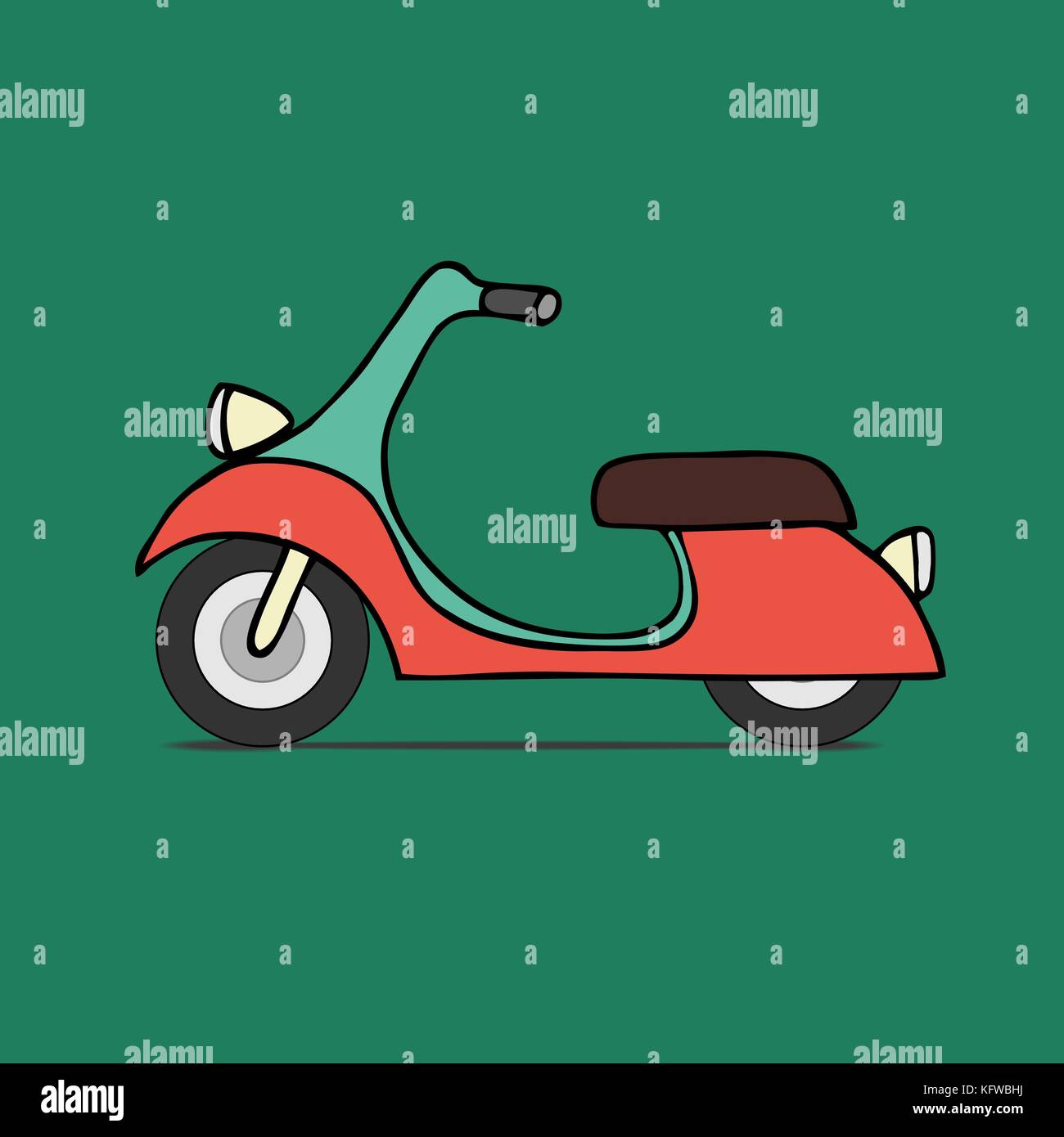 Vector flat design scooter. Classic moped, side view, isolated Stock ...