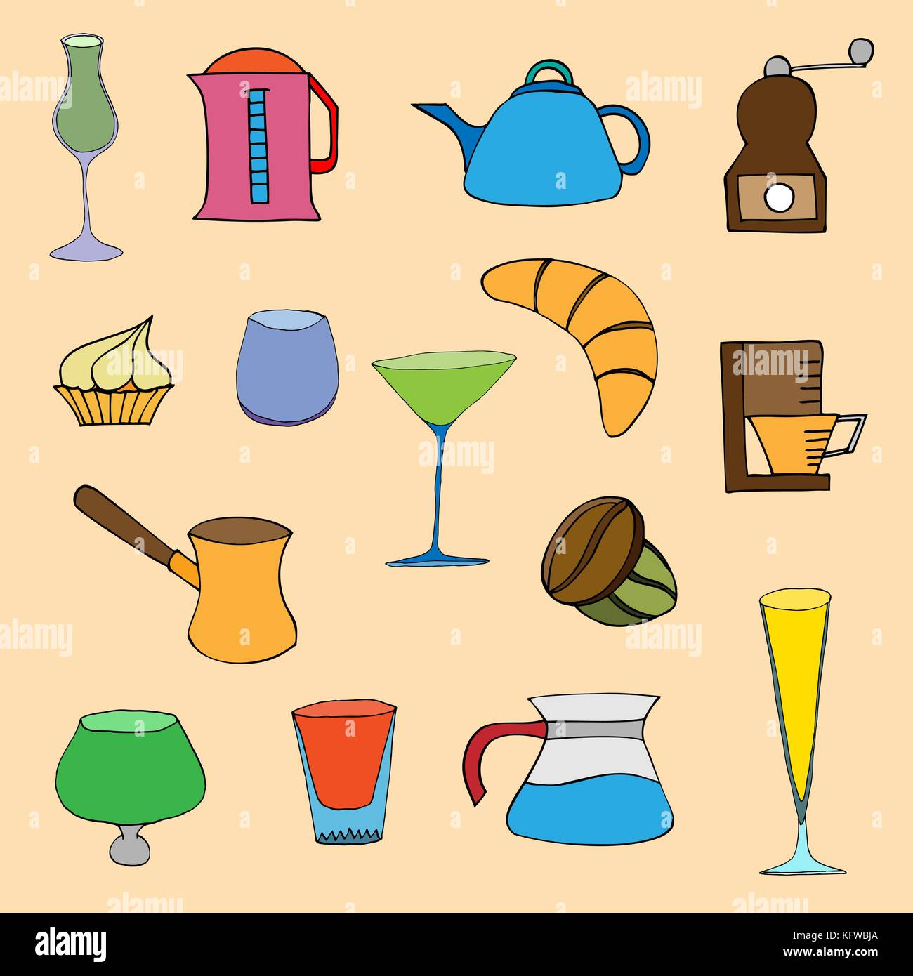 Coffee dessert maker food cooking Stock Vector Images - Alamy