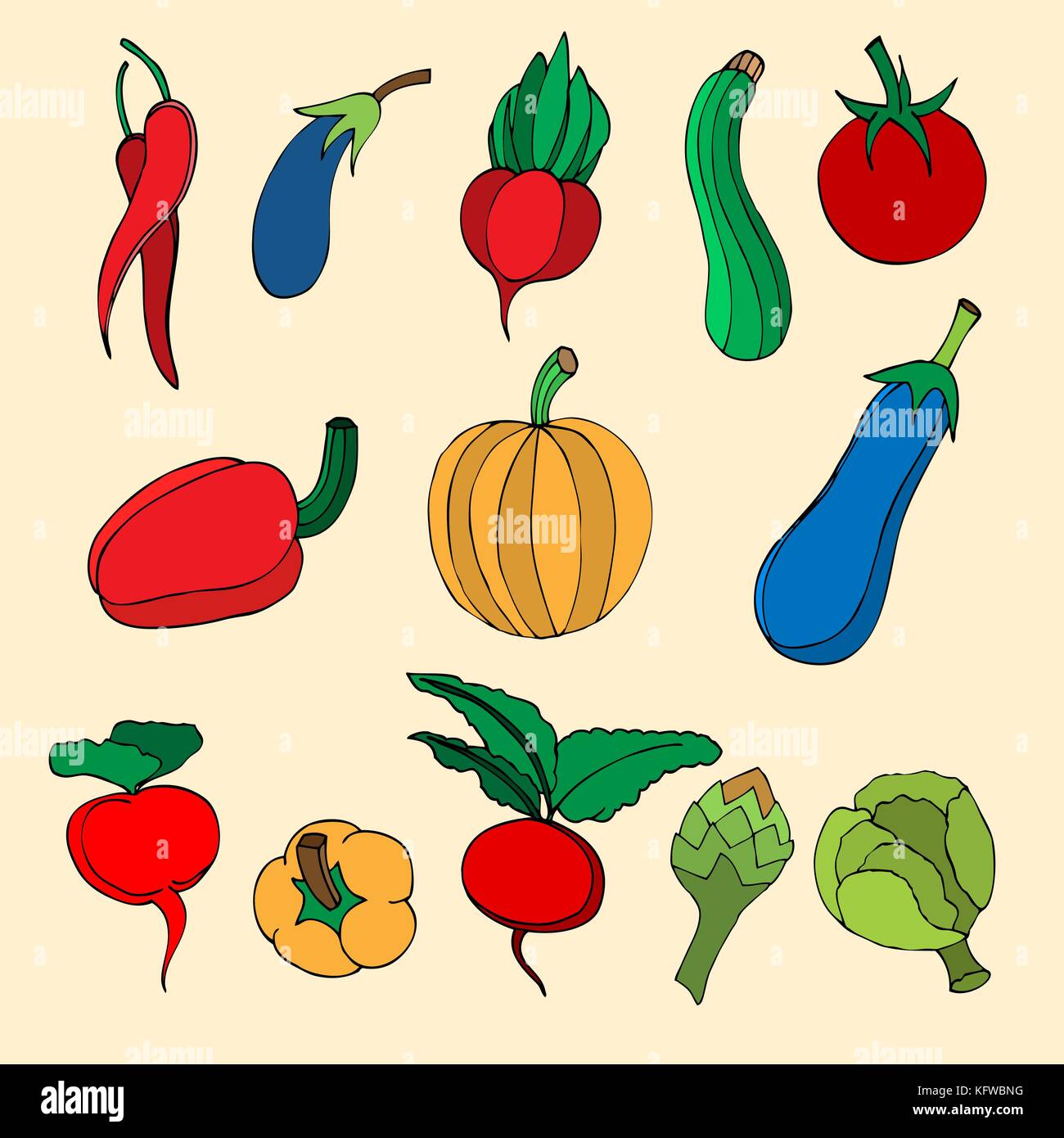 Set of hand drawn vegetables. Doodles vector illustration. Isolated ...