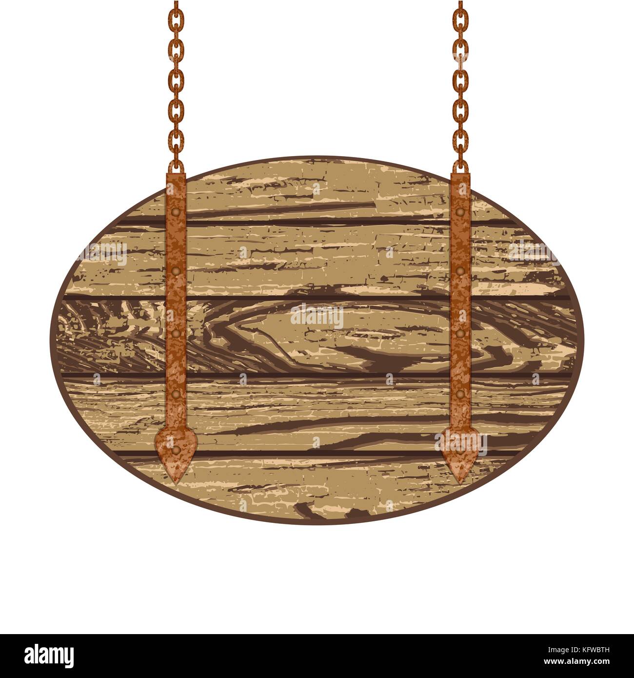 Old wooden board with rusty chain. Vector illustration Stock Vector ...