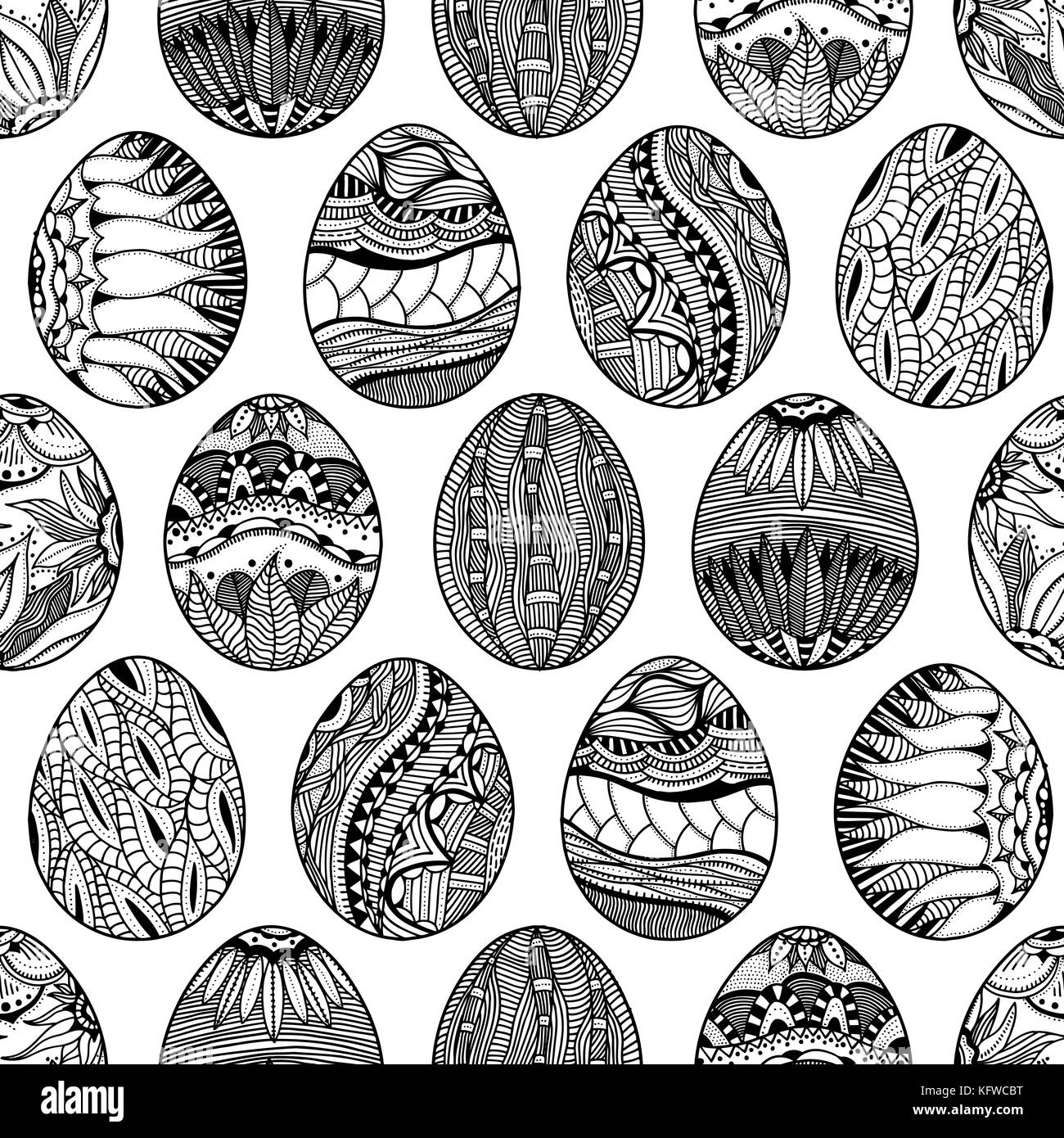 Seamless pattern with Easter eggs. Pattern for coloring book. Easter ...