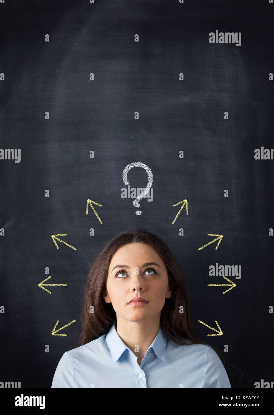 Businesswoman with question mark Stock Photo - Alamy Businesswoman with question mark Stock Photo - Alamy