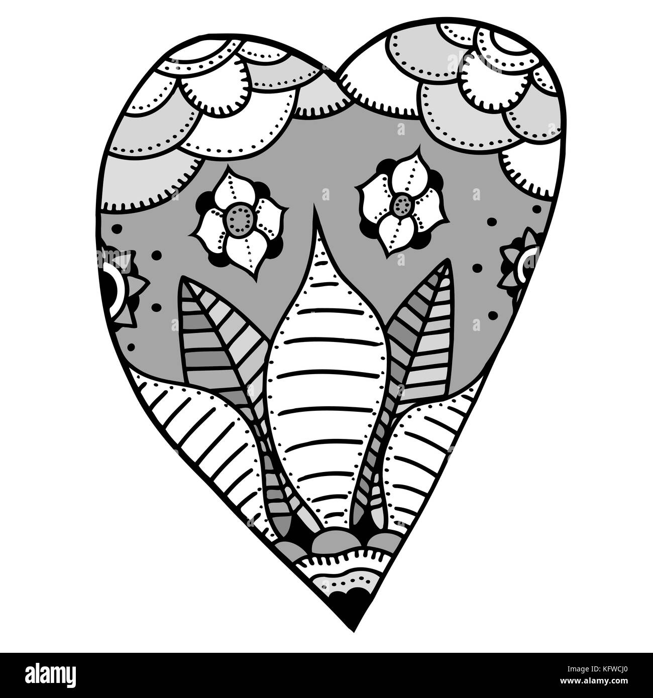 Hand drawn hearts in zentangle style. Pattern for coloring book. Made ...