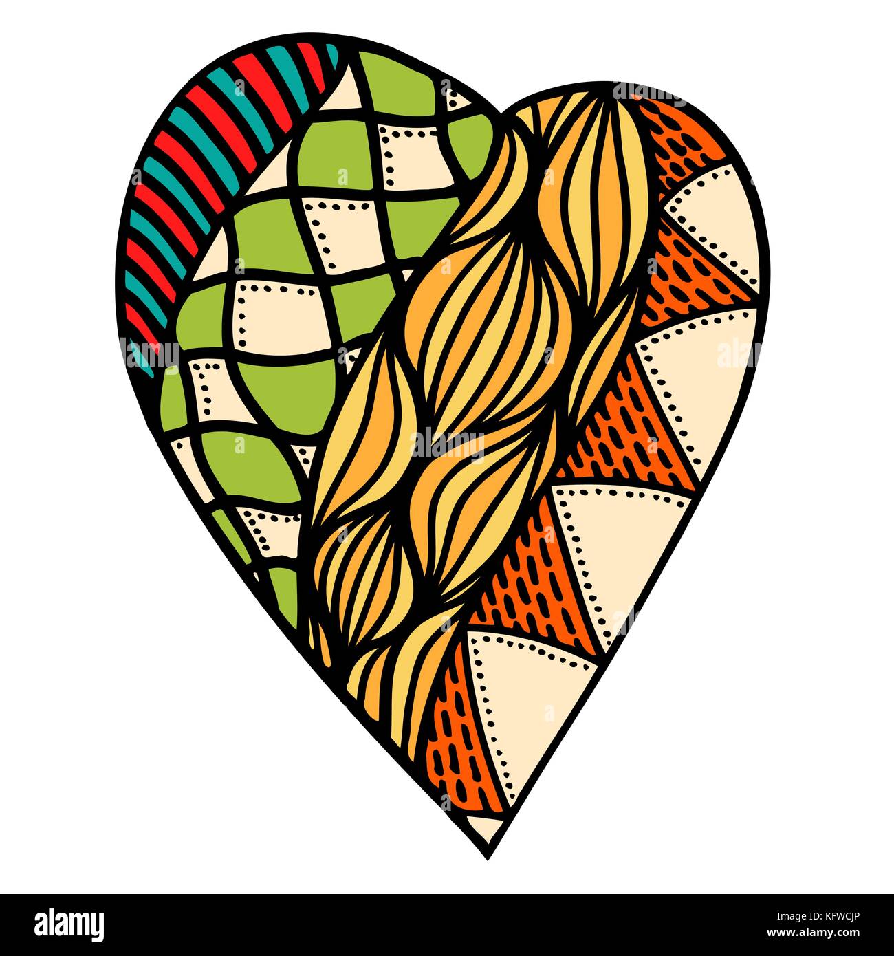 Valentine heart in floral style. Hand drawing doodle vector ...