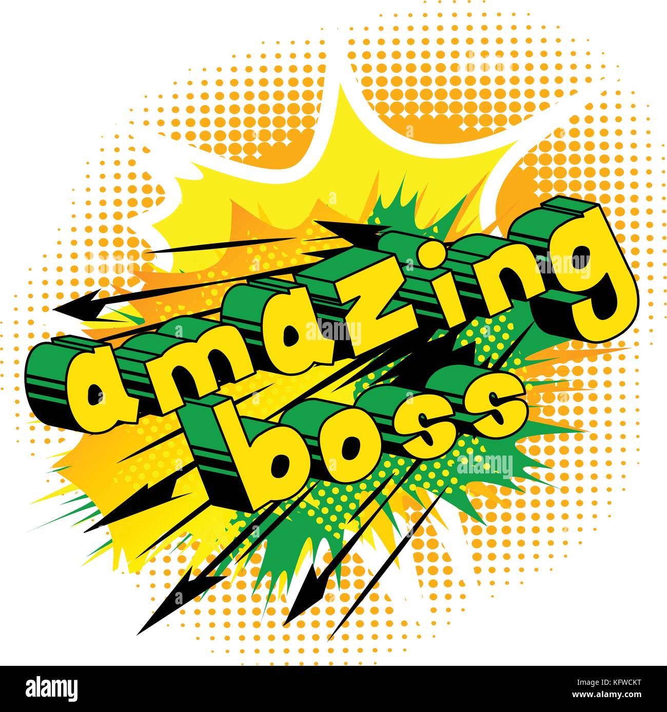 Amazing Boss - Comic book style word on abstract background Stock ...