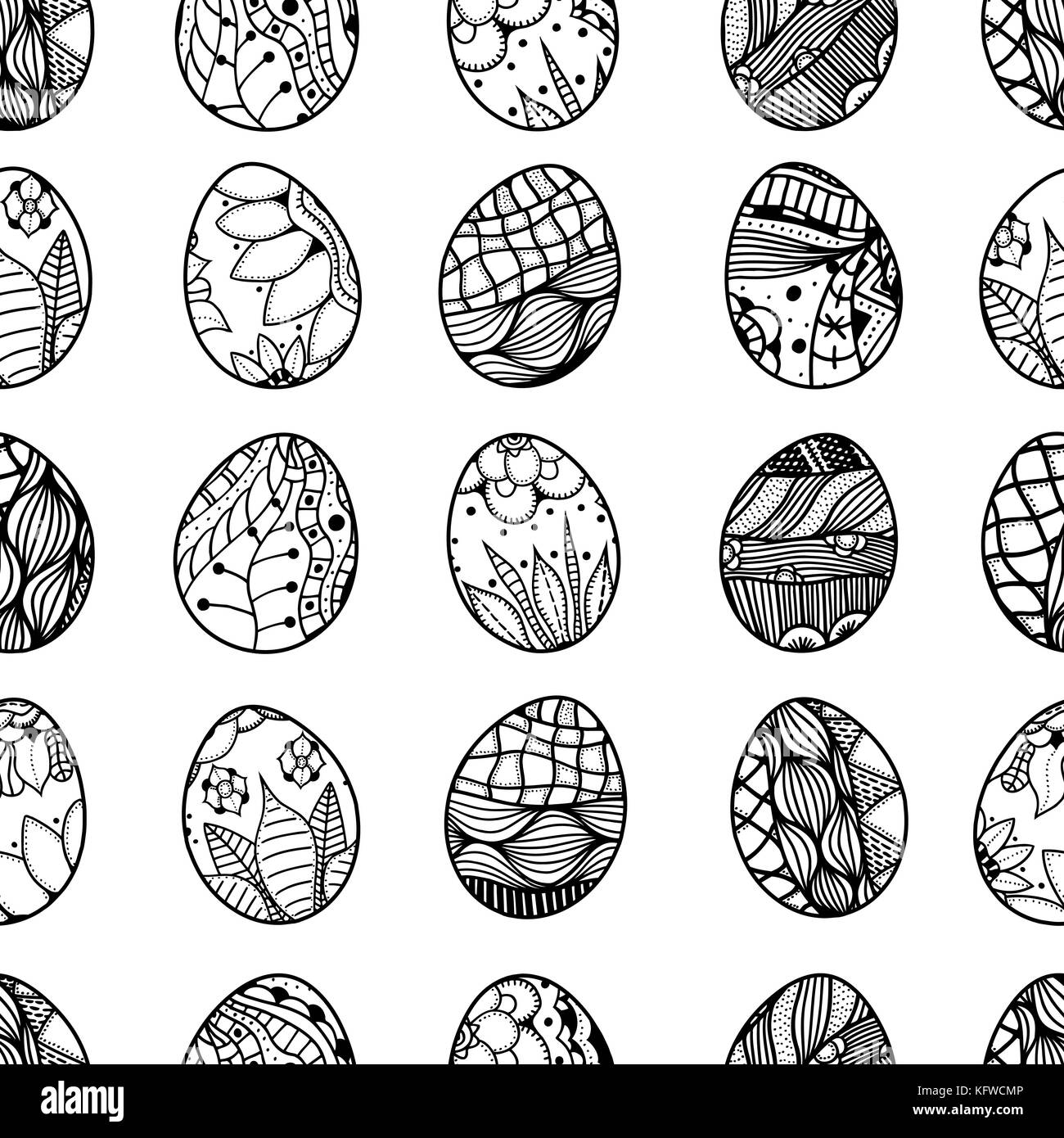 Seamless pattern with Easter eggs. Pattern for coloring book. Easter ...
