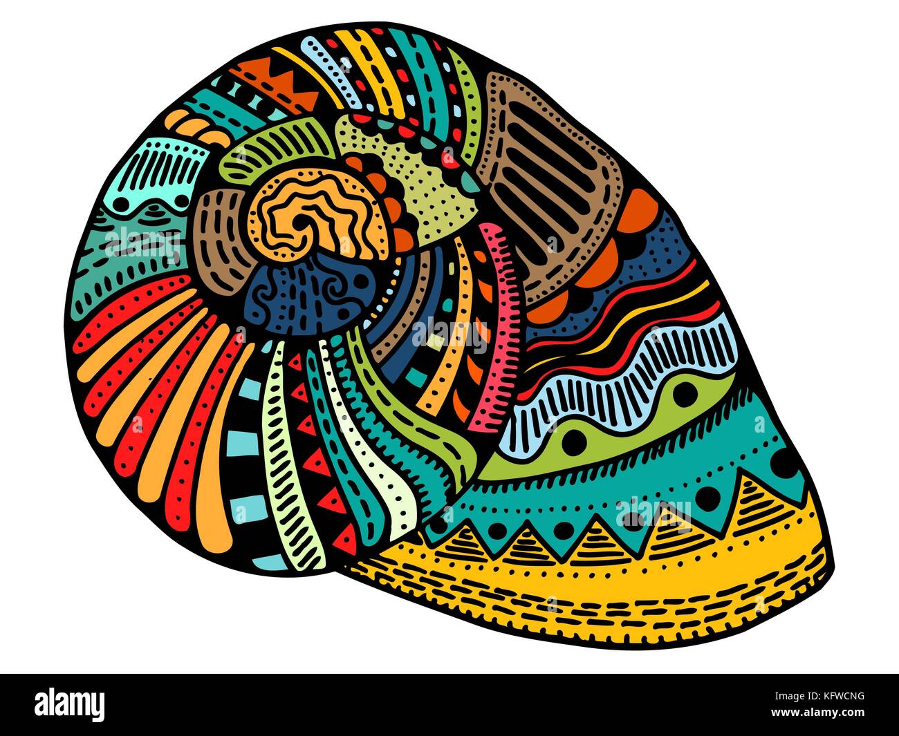 Seashell. Zentangle Vector illustration, isolated on white Stock Vector ...