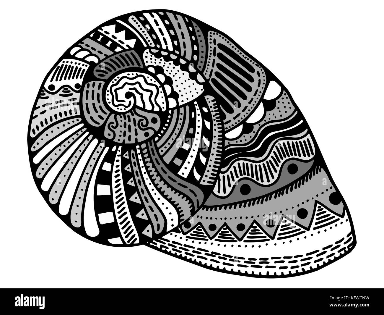 Zentangle stylized shell. Hand Drawn aquatic doodle vector illustration ...