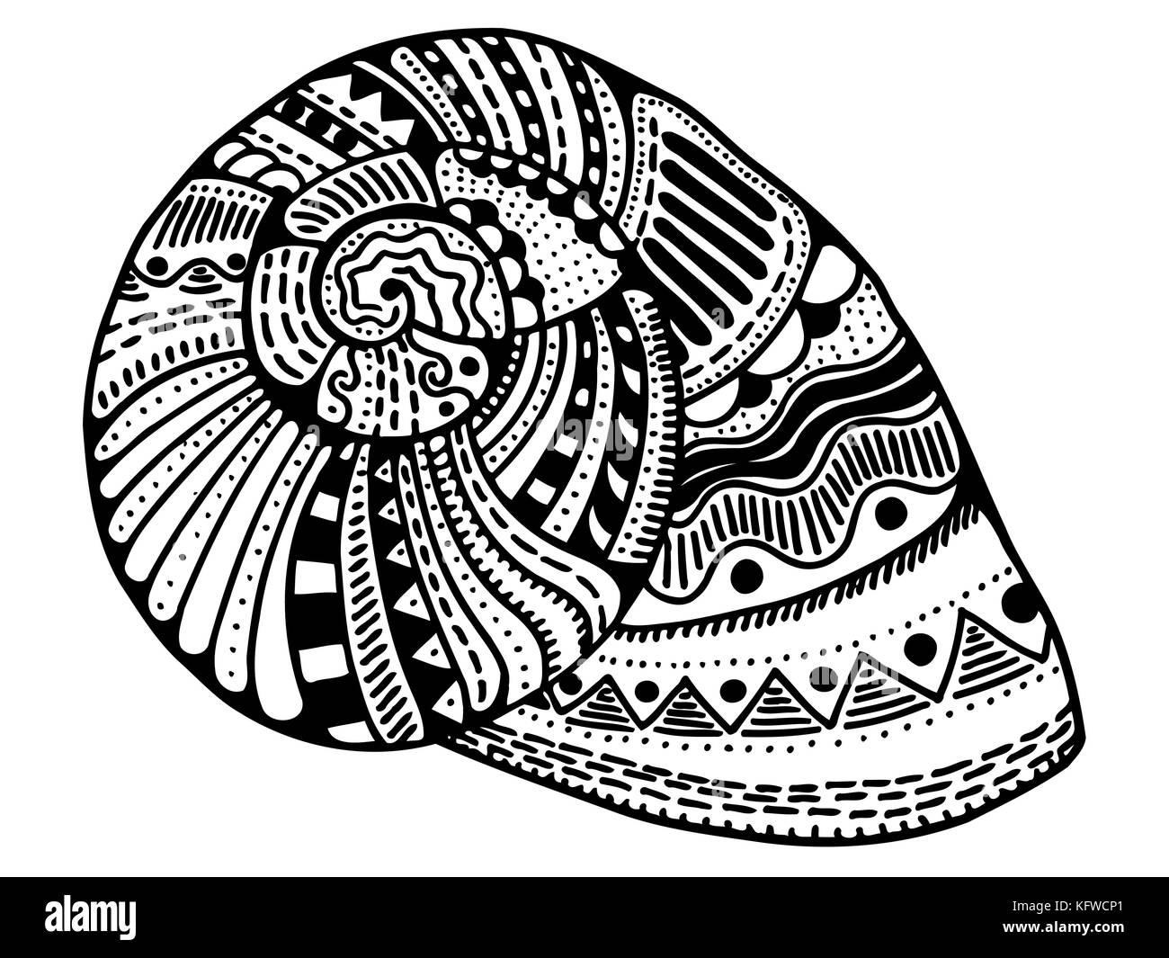 Zentangle stylized shell. Hand Drawn aquatic doodle vector illustration ...