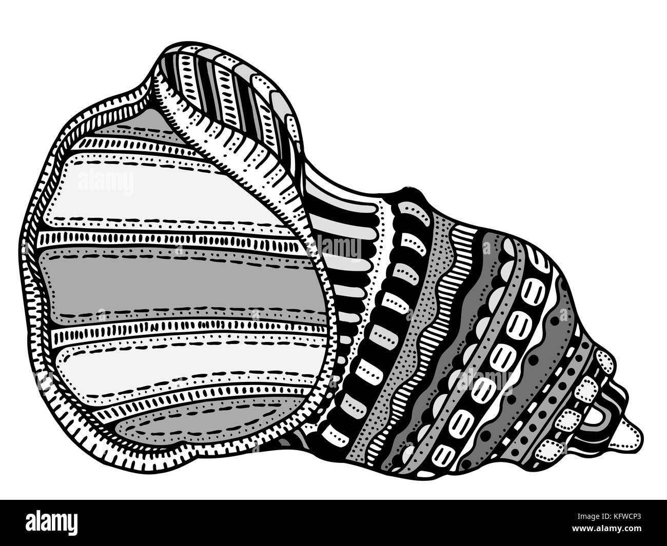 Zentangle stylized shell. Hand Drawn aquatic doodle vector illustration ...