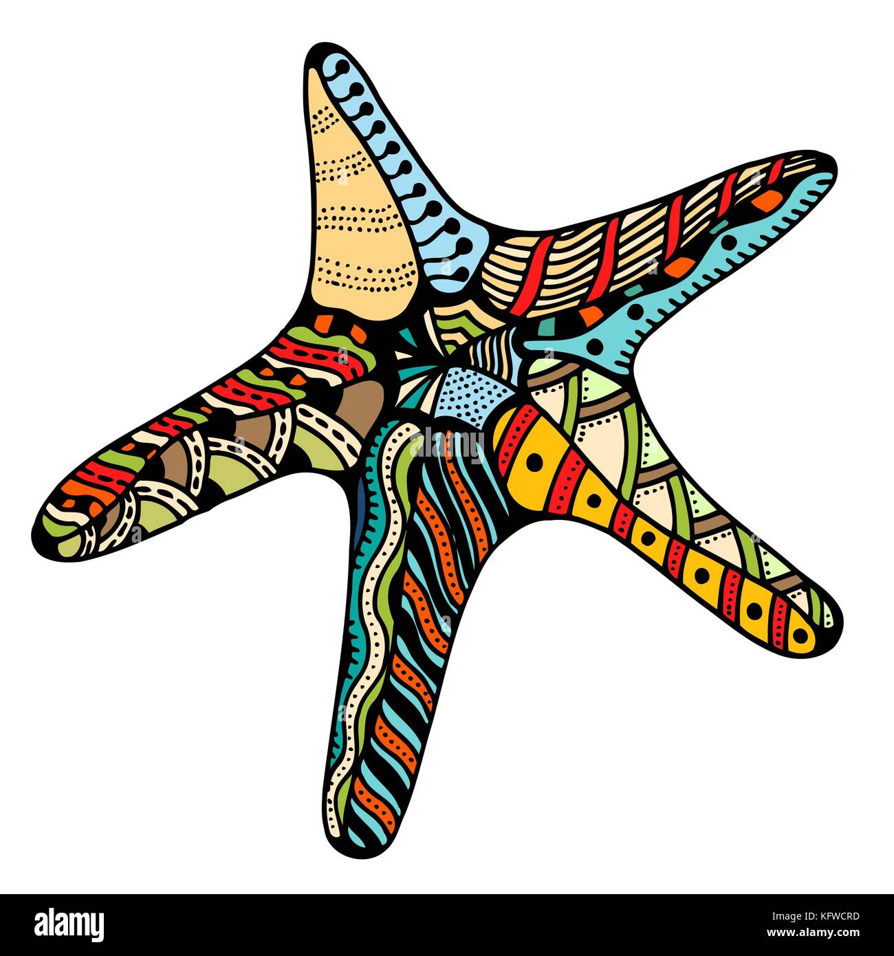 Starfish. Zentangle Vector illustration, isolated on white Stock Vector ...