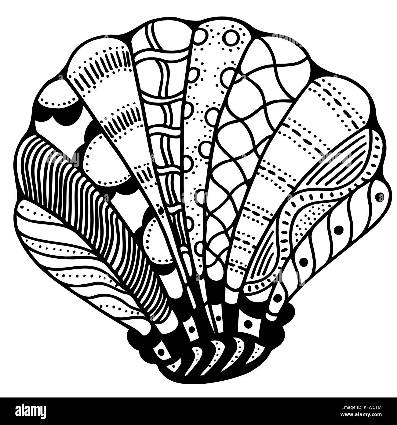 Zentangle stylized shell. Hand Drawn aquatic doodle vector illustration ...