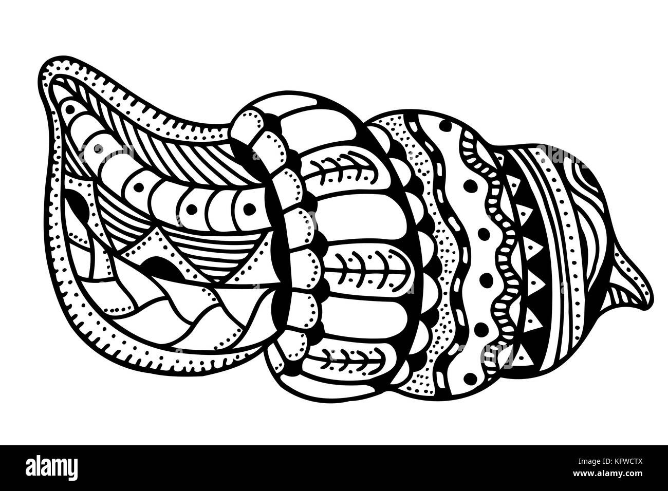 Zentangle stylized shell. Hand Drawn aquatic doodle vector illustration ...