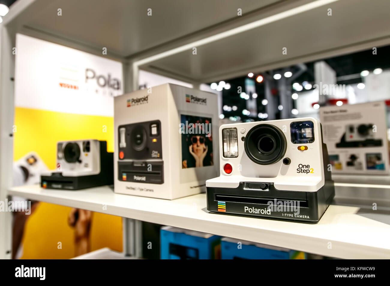 Contemporary Polaroid cameras are presented at PhotoPlus Expo 2017 ...