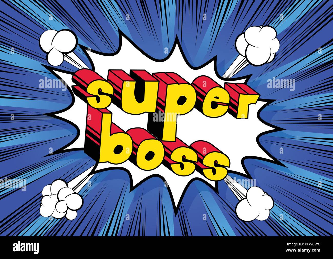 Super Boss - Comic book style word on abstract background Stock Vector ...