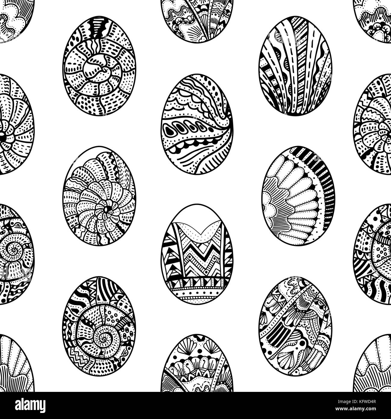 Seamless pattern with Easter eggs. Pattern for coloring book. Easter ...