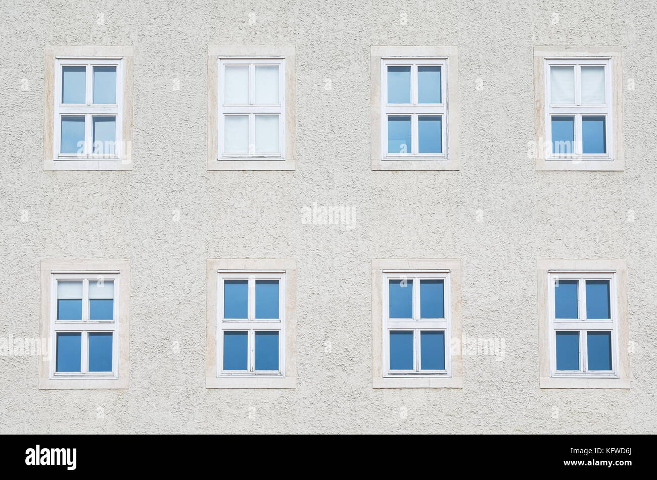 Eight Symmetrical Windows on the Building Closeup Stock Photo - Alamy