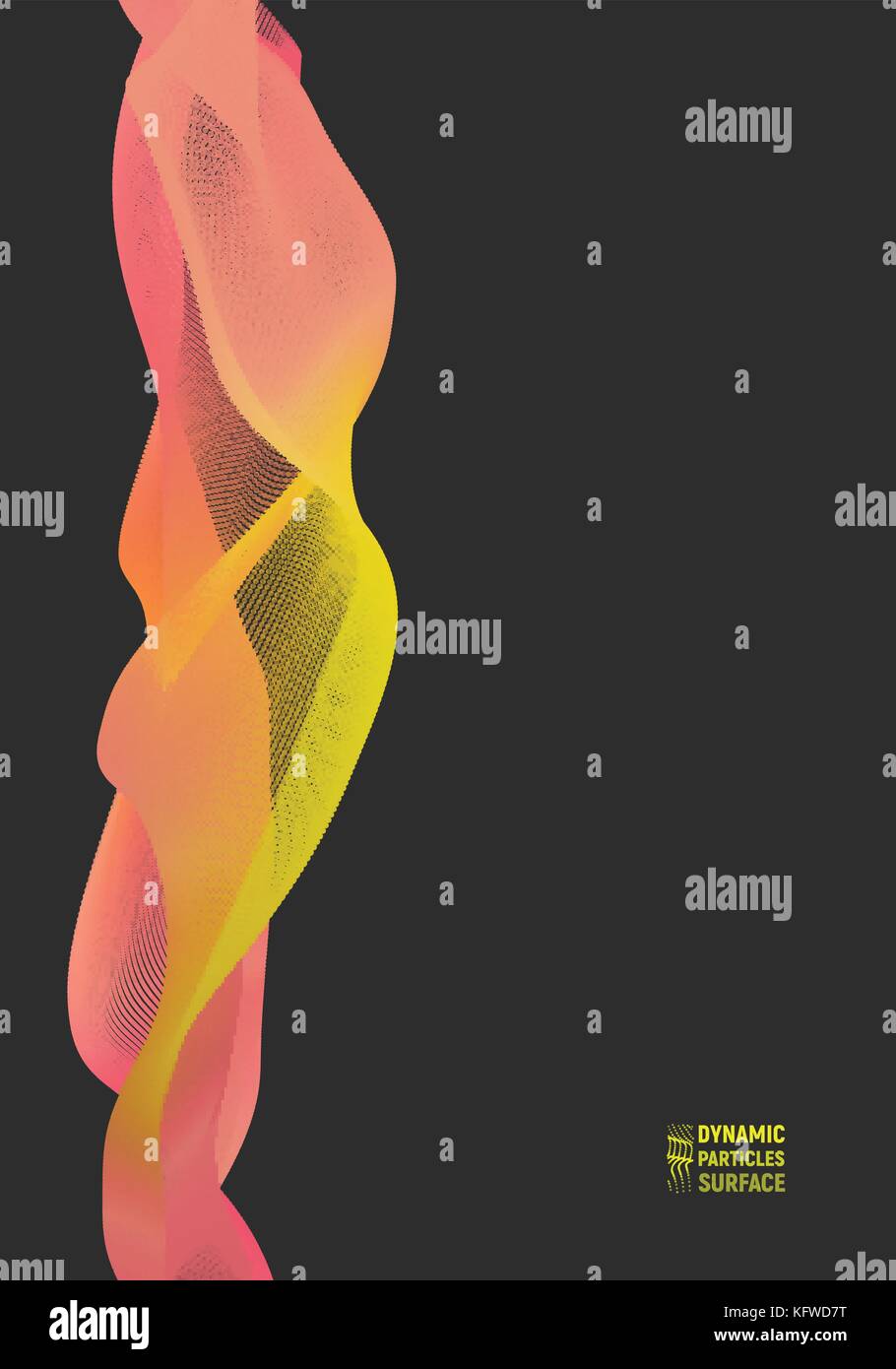 Wave Surface Background. Abstract Vector Illustration. 3D Technology ...