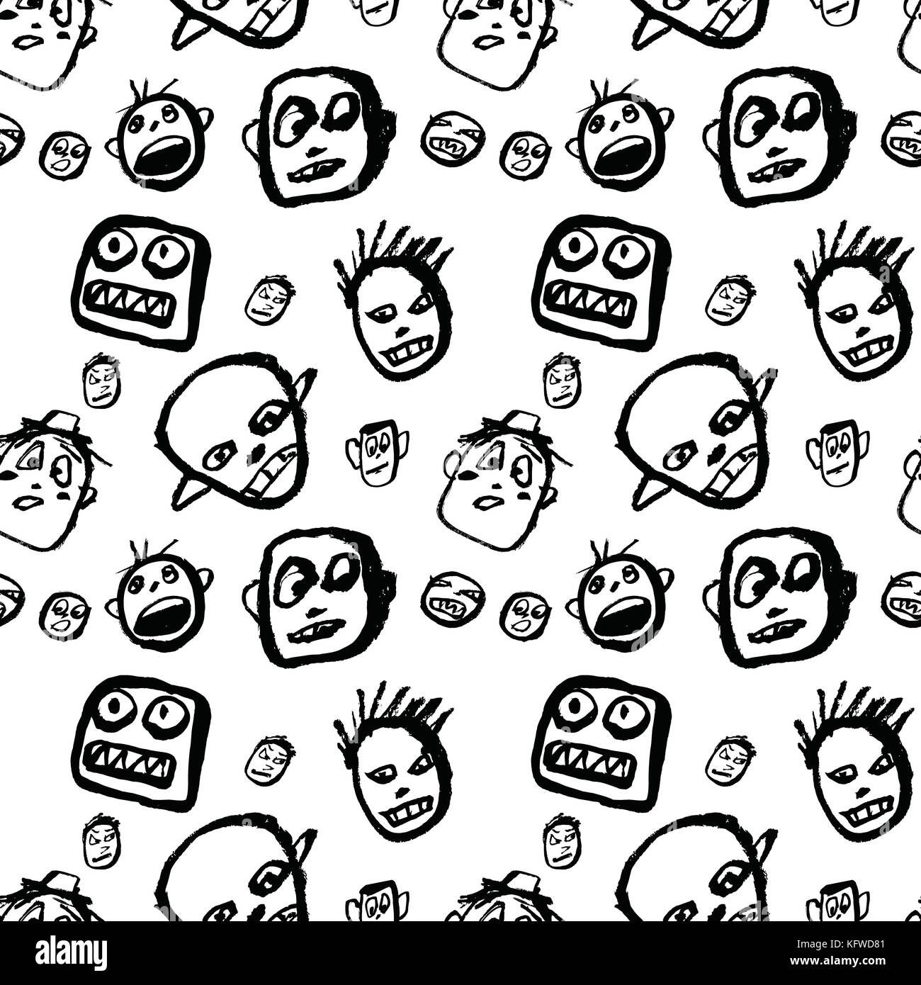 Doodles faces pattern Stock Vector Image & Art - Alamy