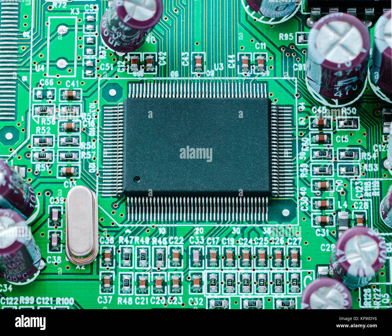 Circuit Board with computer chip Stock Photo - Alamy